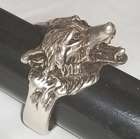 Vintage | Accessories | Vintage Detailed Sterling Silver Wolf Ring ...